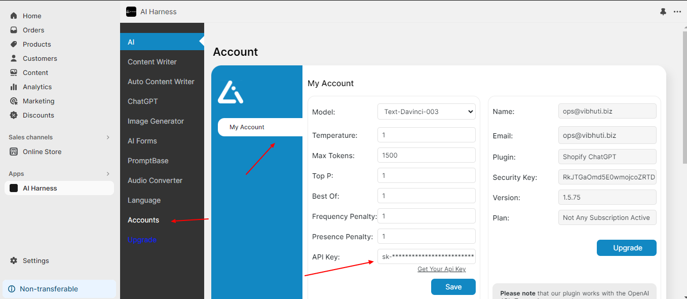Open AI API Key – AI Harness